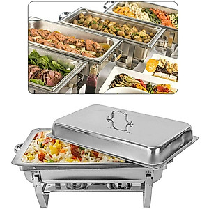 UZOURI Stainless Steel Chafing Dish, Chafing Dish Set Food Warmer Buffet, with Food Pans Fuel Holders, Food Warmer Professional Set for Catering Buffet