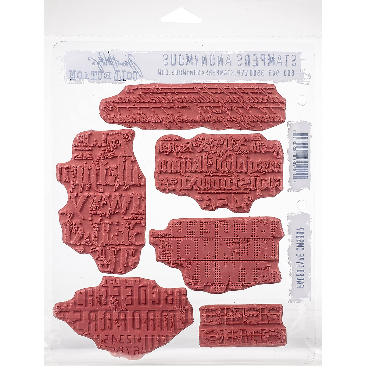 Tim Holtz - Stampers Anon CLING RBBR STAMP SET FADED TYPE