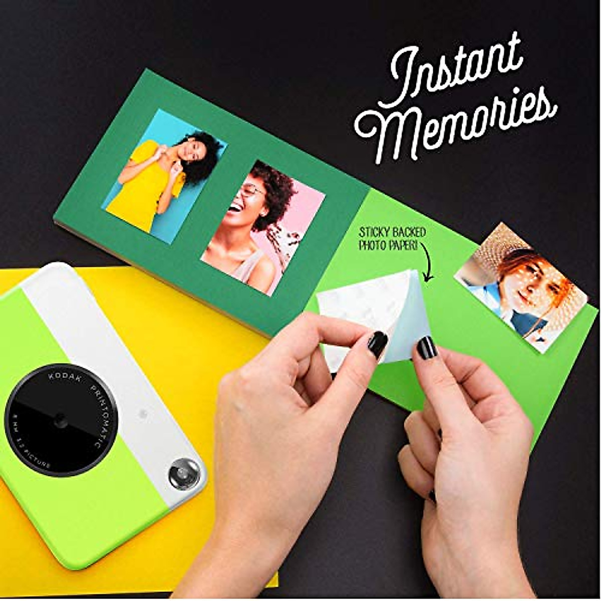 KODAK Printomatic Digital Instant Print Camera - Full Color Prints On ZINK 2x3" Sticky-Backed Photo Paper (Green) Print Memories Instantly