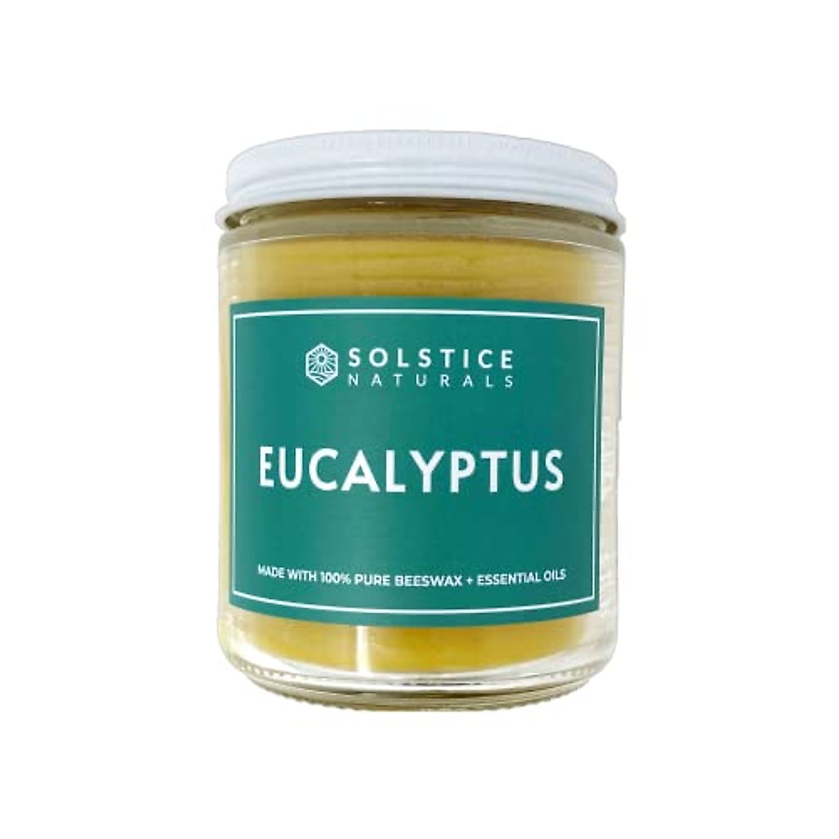 Solstice Naturals - Eucalyptus 100% Pure Beeswax + Essential Oil Aromatherapy Candle, 9 oz. - Sustainably Handmade in the USA - No Soy or Paraffin Wax - No Toxic Scents, Fragrances or Fillers