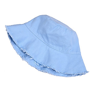 boderier Sun Hats for Women Summer Casual Wide Brim Cotton Bucket Hat Beach Vacation Travel Accessories (Blue)