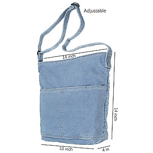 YunZh Denim Shoulder Bag for Women, Casual Style Lightweight Classic Retro Travel Shopper Hobo Bag