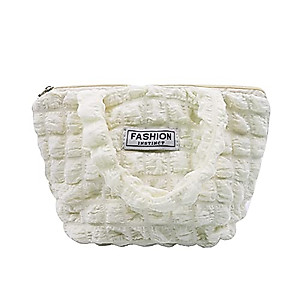 Women Chic Quilted Puffer Tote Bag, Light Solid Color Lattice Shoulder Handbag Soft Puffy Tote