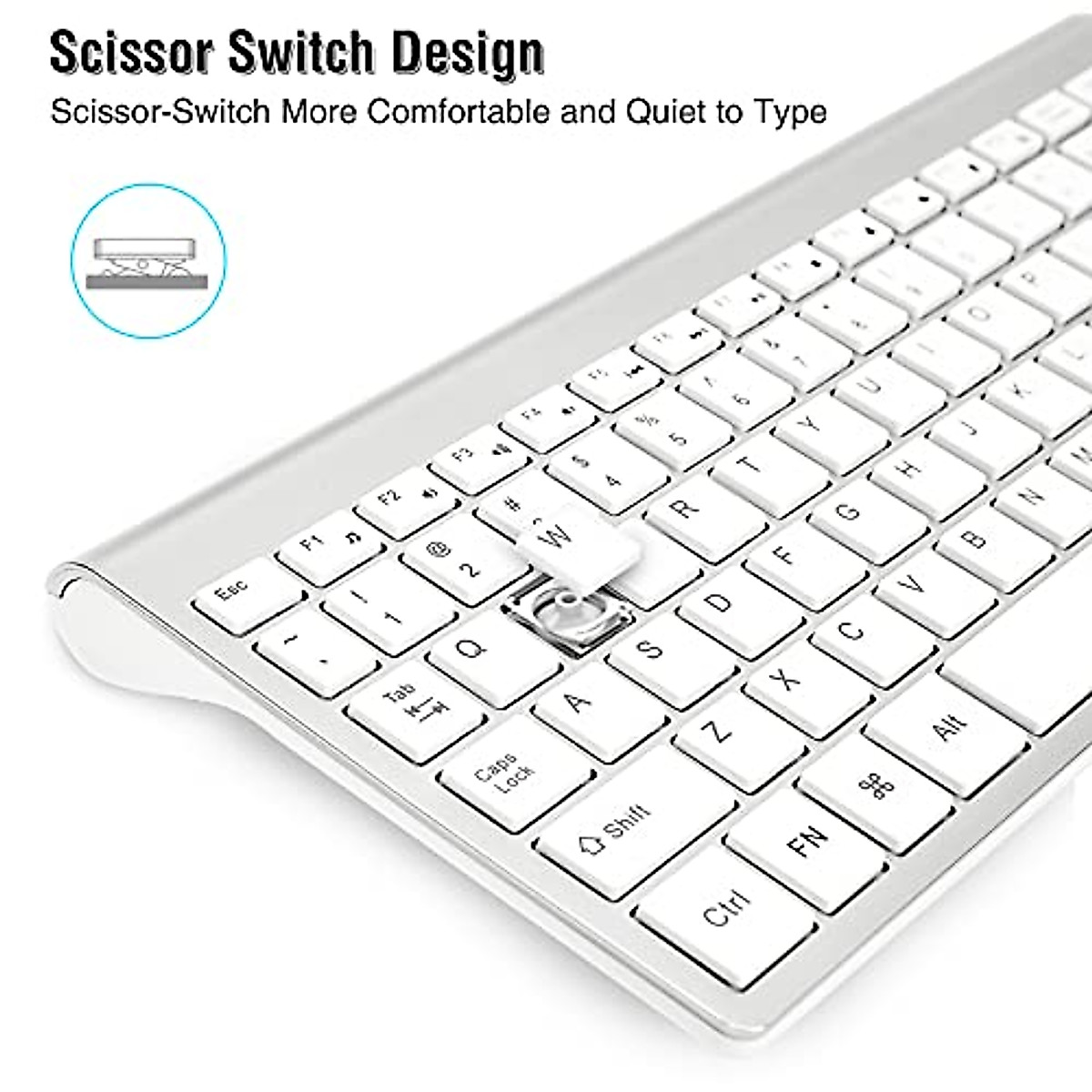 Wireless Keyboard Mouse Combo, RaceGT Energy Saving Silent Ultra-Thin Full Sized Wireless Keyboard and Mouse 3 Level DPI Adjustable Mouse for Computer, Laptop and Desktop