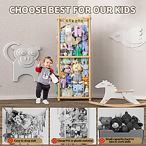 Eniffbaa Stuffed Animal Zoo Stuffed Animal Storage Wood Soft Toy Shelf Nursery Room Organizer Zoo Cage for Stuffed Animals with Zoo Pattern Gift for Nursery PlayRoom Bedroom KidRoom Chirstmas Gift