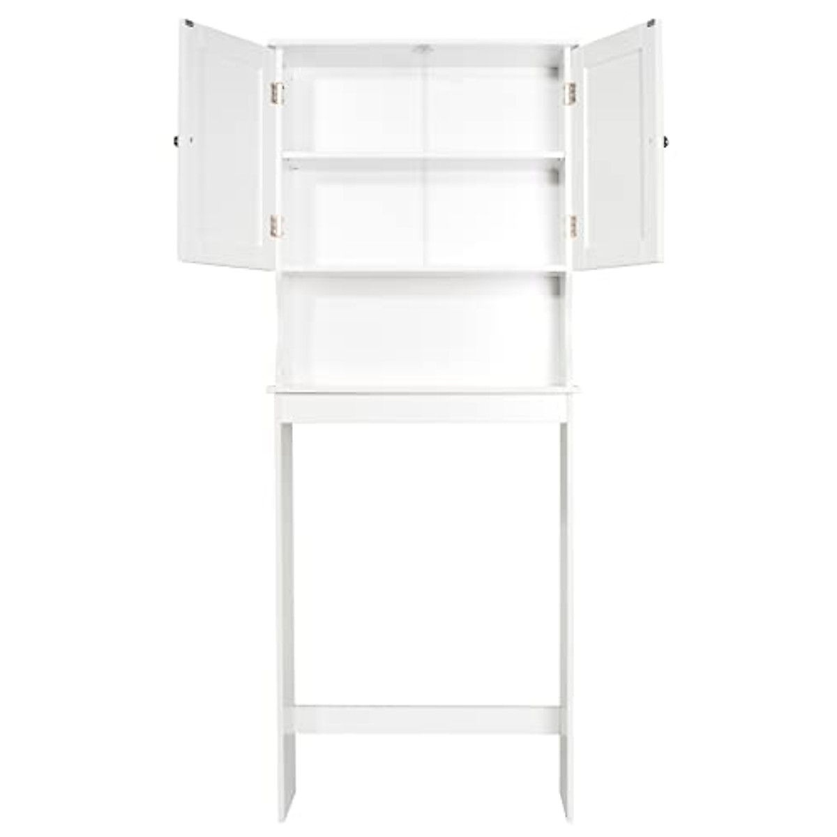 Redmon Contemporary Country Louvered Doors, White Space Saver Cabinet, Full