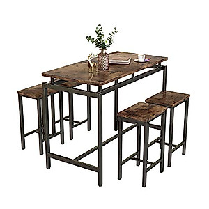 Recaceik 5 PCS Dining Table Set, Modern Kitchen Table and Chairs for 4, Wood Pub Bar Table Set Perfect for Breakfast Nook, Small Space Living Room