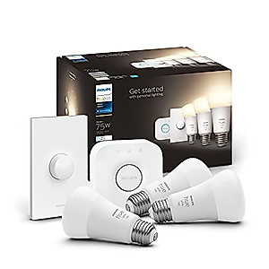 Philips Hue White Medium Lumen (75W) Smart Button Starter Kit, Hub Included, Works with Amazon Alexa, Google Assistant, Apple HomeKit (New Version)