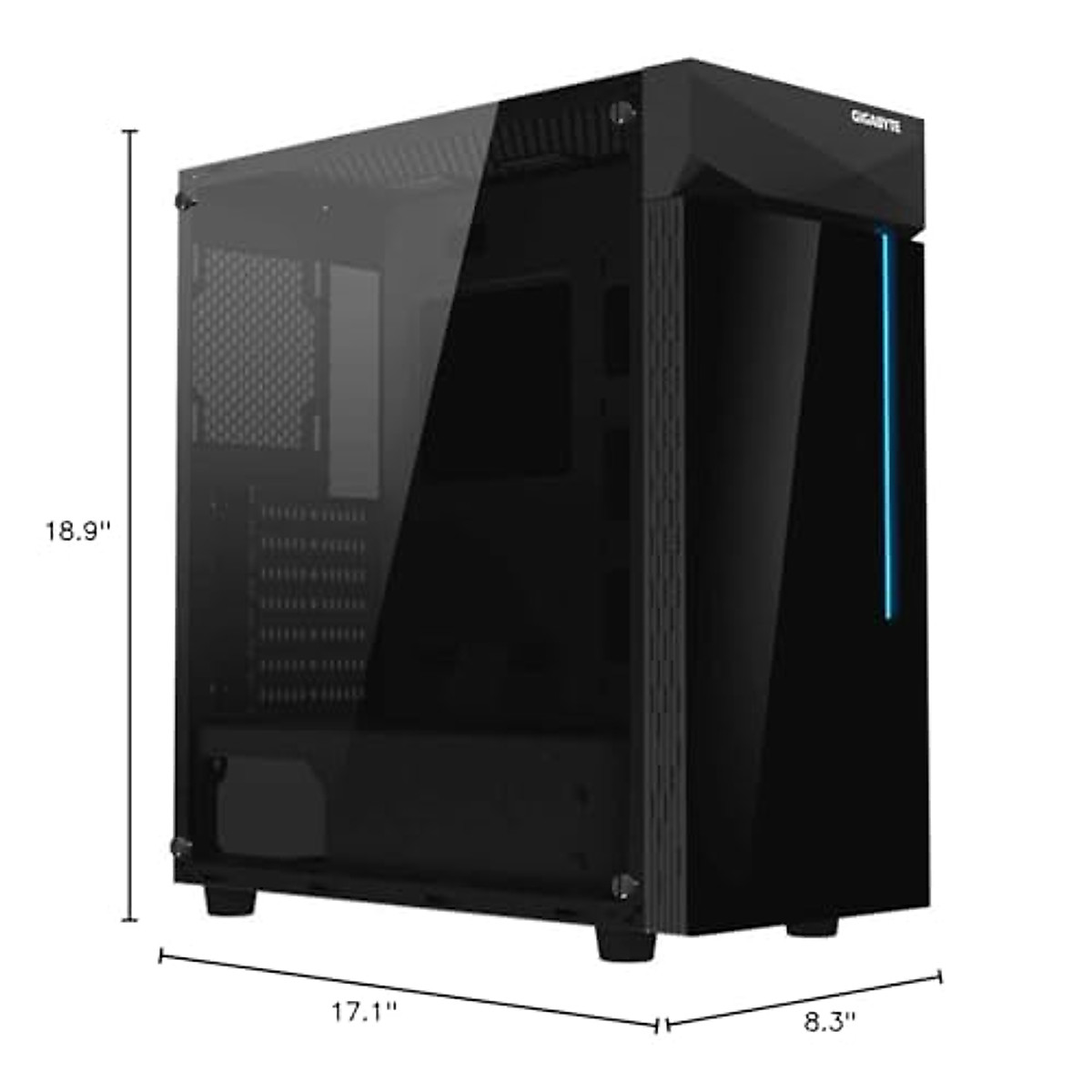 GIGABYTE C200 Glass - Black Mid Tower PC Gaming Case, Tempered Glass, PSU Shroud (GB-C200G)