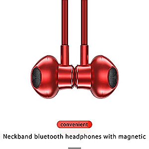 Bluetooth Headphones Wireless Earbuds Neckband with mic Noise Cancelling Wireless Headset 400 Hours Standby timefor Sports (Tomato red)