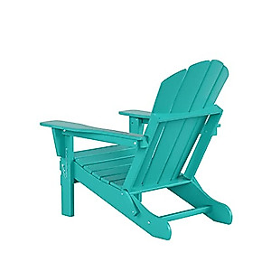 WO Home Furniture Adirondack Folding Chair 4 PC Set Classic Outdoor Patio Chair for Bon Fire Pit Lawn Backyard Beach Plastic Weather-Resistant (Turquoise)
