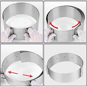 ZEONHEI 2 PCS 6 to 12 Inch Adjustable Stainless Steel Cake Mold Ring Set, Round Cake Mould Cake Mousse Ring Circle Mold DIY Pastry Cooking Supplies for Baking