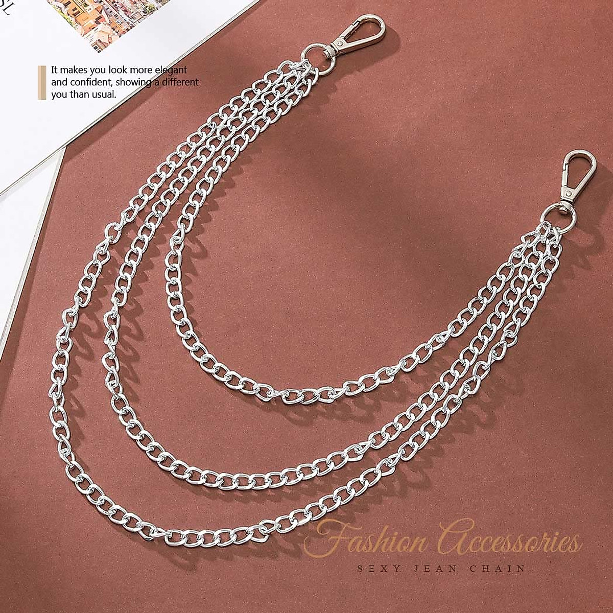 Zehope Layered Pant Chains Silver Goth Jean Chain Punk Hip Hop Wallet Chain Biker Pocket Chain Heavy Keychains for Women and Men