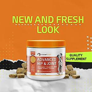 PointPet Advanced Glucosamine Hip and Joint Supplement for Dogs, 90 Count - Soft Chews - Dog Joint Health Chews - Chews with Chondroitin Turmeric, Omega 3