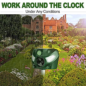 Fierre Shann Solar Outdoor Repeller, Waterproof, with 5 Working Modes and Flashing Light