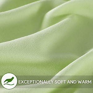 Full Size Bed Sheets Set 4 Piece - HENGWEI Extra Soft Deep Pocket Bedding Sheets & Pillowcases, Brushed Microfiber, Wrinkle Free, Fade Resistant, Breathable - Sage Green