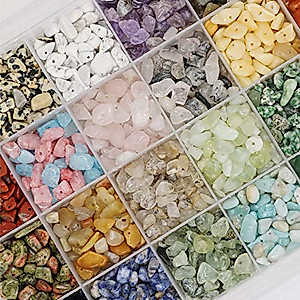 Civilipi 24 Color Gemstone Beads Natural Stones Chip Bead Irregular Shaped Bead Crystal Quartz Stone for DIY Earring Bracelet Necklace Making for Gift