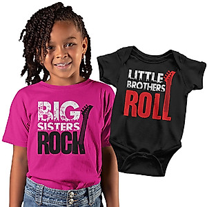 Nursery Decals and More, Big Sister Shirt 2020, Little Brother Newborn Outfit, Big Sisters Rock/Little Brothers Roll, Big Sibling 2T / Lil Sibling (3-6M) 3M