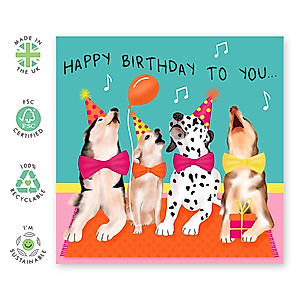 CENTRAL 23 Singing Dogs Birthday Card, Dog Themed, 5.7 x 5.7 in