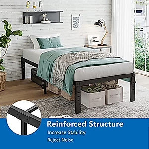 Artimorany Twin XL Bed Frame, 14 Inch Metal Platform Bed, Heavy Duty Steel Slats Support Mattress Foundation, No Box Spring Needed, Noise Free, Easy Assembly, Black