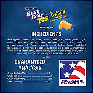 Purina Busy With Beggin' Made in USA Facilities Small/Medium Breed Dog Chew, Twist'd Cheddar & Hickory Smoke Flavors - 10 ct. Pouch