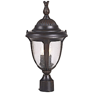 John Timberland Casa Sierra Traditional Outdoor Post Light Bronze Cast 19 1/2" Seedy Glass for Exterior House Porch Patio Outside Deck Garage Yard Front Door Garden Driveway Home Lawn Walkway