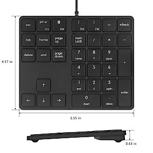 Qisan Numeric Keypad 34 Keys (30%) Mini Multifunctional Wired Number Keypad Black Magicforce | Number Pad for Laptop | Gaming Keypad for Pc | Laptop Accessories | Keypad for Computer-Black Magicforce