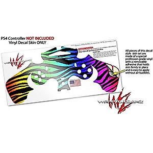 WraptorSkinz Vinyl Decal Skin Compatible with Sony PS4 Controller PlayStation 4 Original Slim and Pro Rainbow Zebra (Controller NOT Included)