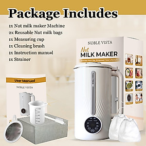 NOBLE VISTA 8 in 1 Nut Milk Maker, 35 OZ, Automatic Soy Milk maker, Homemade Almond Milk Maker, 12 Hour Timer, Hot/Cold, Soy Milk, Smoothie, Boil, Self Clean