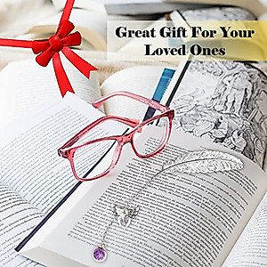 SCGFPOE Metal Feather Bookmark, Perfect for Women and Girls, Birthday Gift, Teacher Gifts with 3D Butterfly Pendant for Christmas Day,Thanksgiving,Unique Gifts for Book Lovers,Silver