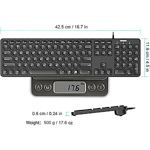 Arteck Backlit USB Wired Full Size Keyboard with Media Hotkey for PC and Laptop