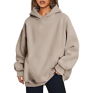 Trendy Queen Womens Oversized Hoodies Fleece Hooded Sweatshirts Casual Pullover Fall Winter Outfits Long Sleeve Tops 2025 CoffeeGrey XL