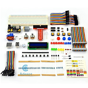 Adeept Super Starter Kit for Raspberry Pi 3, 2 Model B B+ LCD1602 Servo Motor C and Python Code, Beginner Starter Kit with User Manual Guidebook