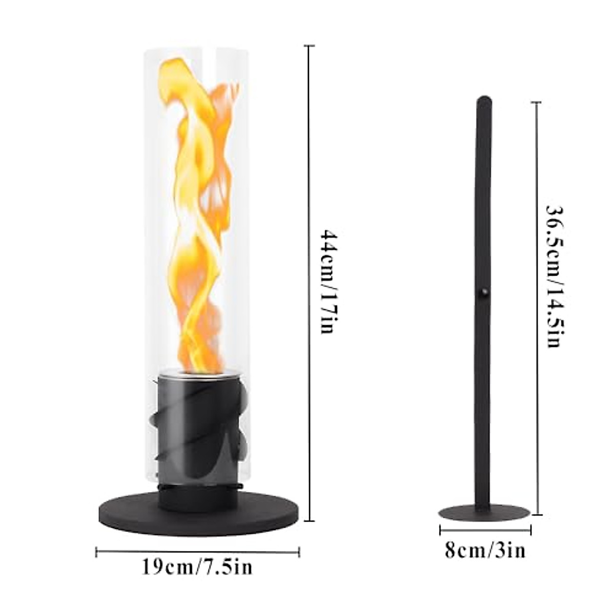 Portable Tabletop Fire Pit 17''H Clean-Burning Bio Ethanol Ventless Fireplace Indoor/Outdoor Portable Tabletop Fireplace-Large