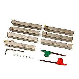 OSCARBIDE Nickel Plated 1/2"Shank Indexable Lathe Turning Holder 7 Pieces/Set,Heavy-Duty CNC Metal Lathe Cutting Tools for Turning Grooving Threading Parting Cut Off Holders Set