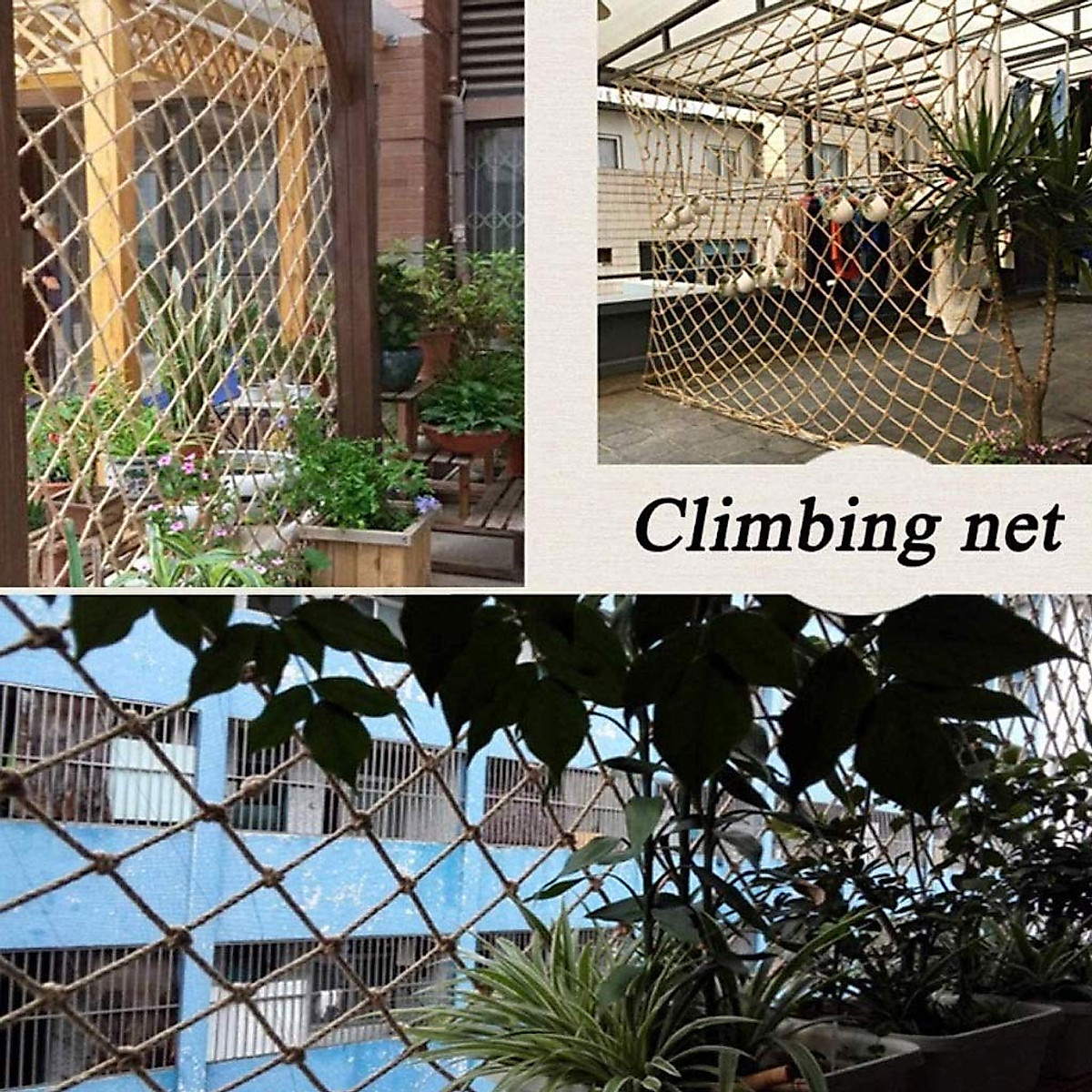 RZM Wall Decor Rope Net, Climbing Net for Kids Stair Balcony Railing Safety Net Hammock Fence Net Cargo Tree House Climb Nets Playground Children Swing Child Safety Netting for Balcony