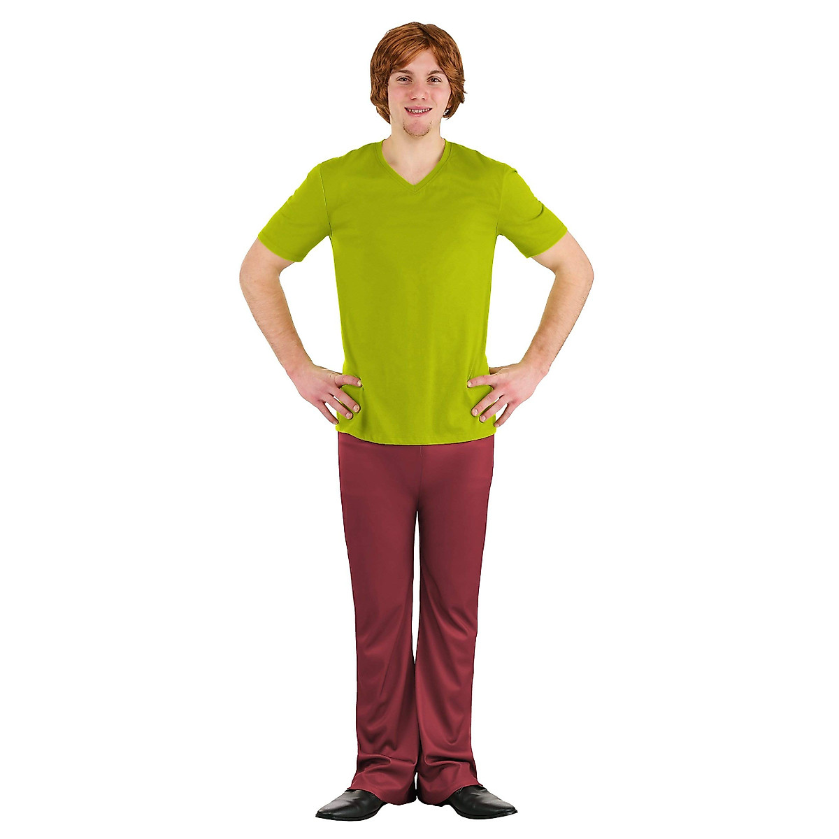 Scooby Doo Shaggy Costume for Men - Green Shirt and Maroon Pants - Hippie Detective Outfit for Halloween