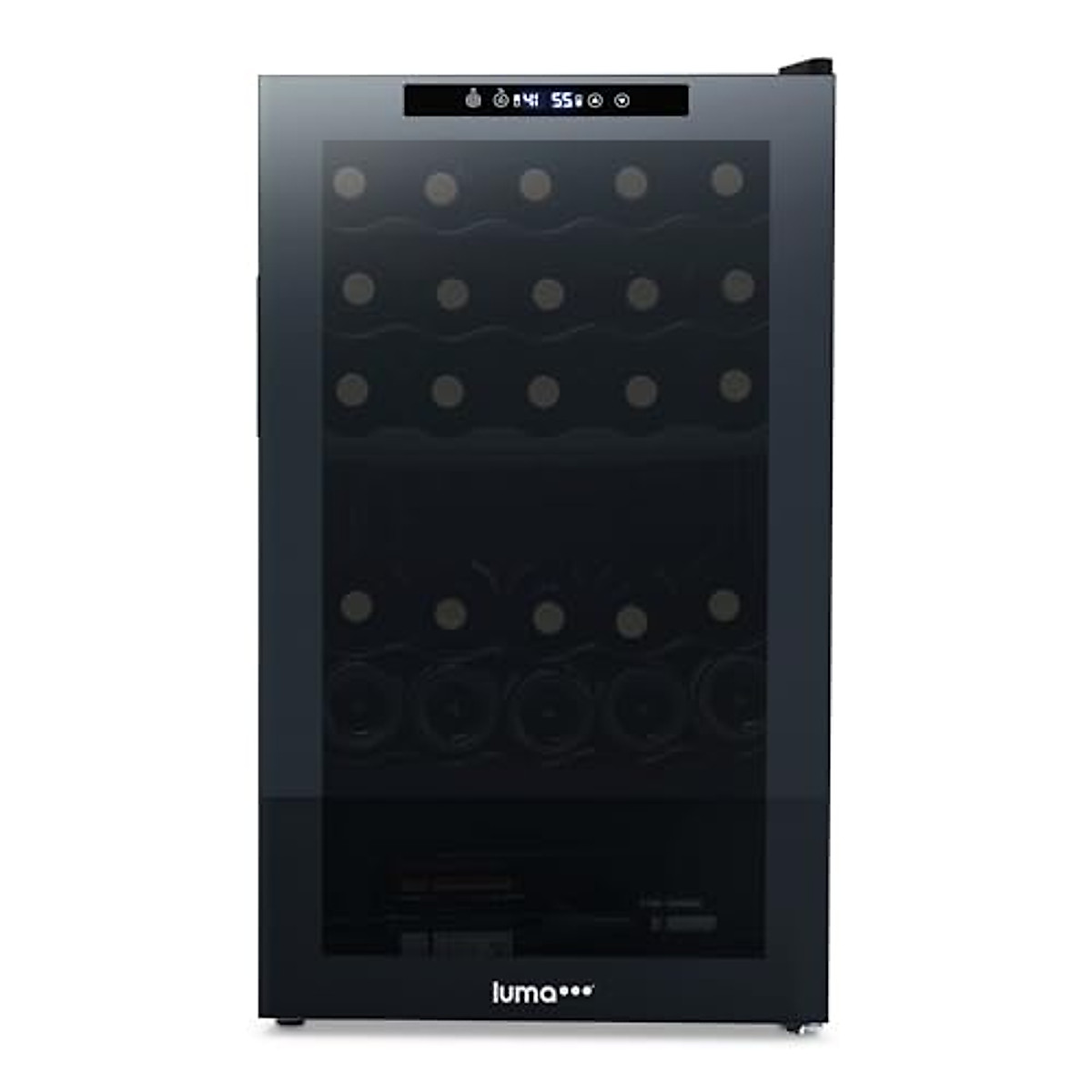 Luma Comfort Shadow Series Wine Cooler Refrigerator 33 Bottle Dual Temperature Zones, Freestanding Mirrored Wine Fridge with Double-Layer Tempered Glass Door & Compressor Cooling,Black