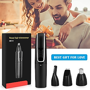 Aotesbu Ear and Nose Hair Trimmer Clipper, Professional USB Rechargeable Painless Facial Hair Trimmer for Men and Women, 3 in 1 Lightweight IPX7 Waterproof Nostril Nasal Hair Vacuum Cleaning System