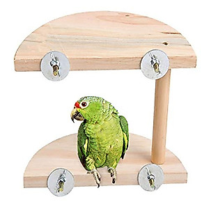 Hamiledyi Squirrel Gerbil Dwarf Wooden Platform, 2-Level of Natural Hamster Standing Platform Chinchilla Cage Accessories, Birds Perch Parrots Activity Playground