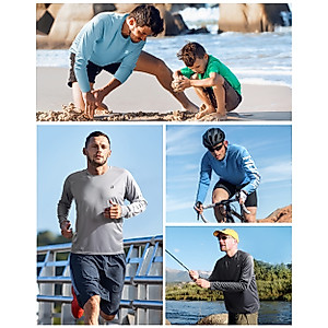 Roadbox Mens UPF 50+ UV Sun Protection Shirts Outdoor Long Sleeve SPF Diving Rash Guard for Fishing Hiking Swimming Black