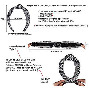 YETASI Headbands for Women are Trendy. Plaid Black Knotted Headband for Woman is a Designer Top Knot Head band Fashion