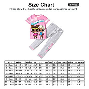 L.O.L. Surprise! 2pcs Kid Girl Clothes Letter Print Striped Short Sleeve Pink Tee Top and Pants Set Dark Pink 5-6 Years