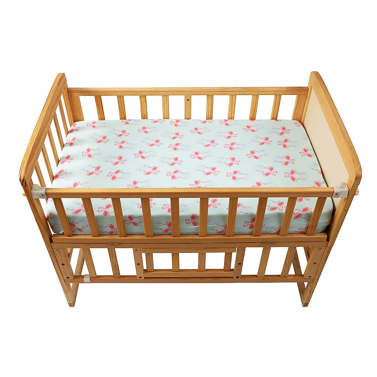 Tontukatu Stretchy Fitted Crib Sheets Set 2 Pack Portable Crib Mattress Topper for Baby Girl Boy,Ultra Soft Jersey Knit,Full Standard Flamingo Elephant Horse Lt Green Pink