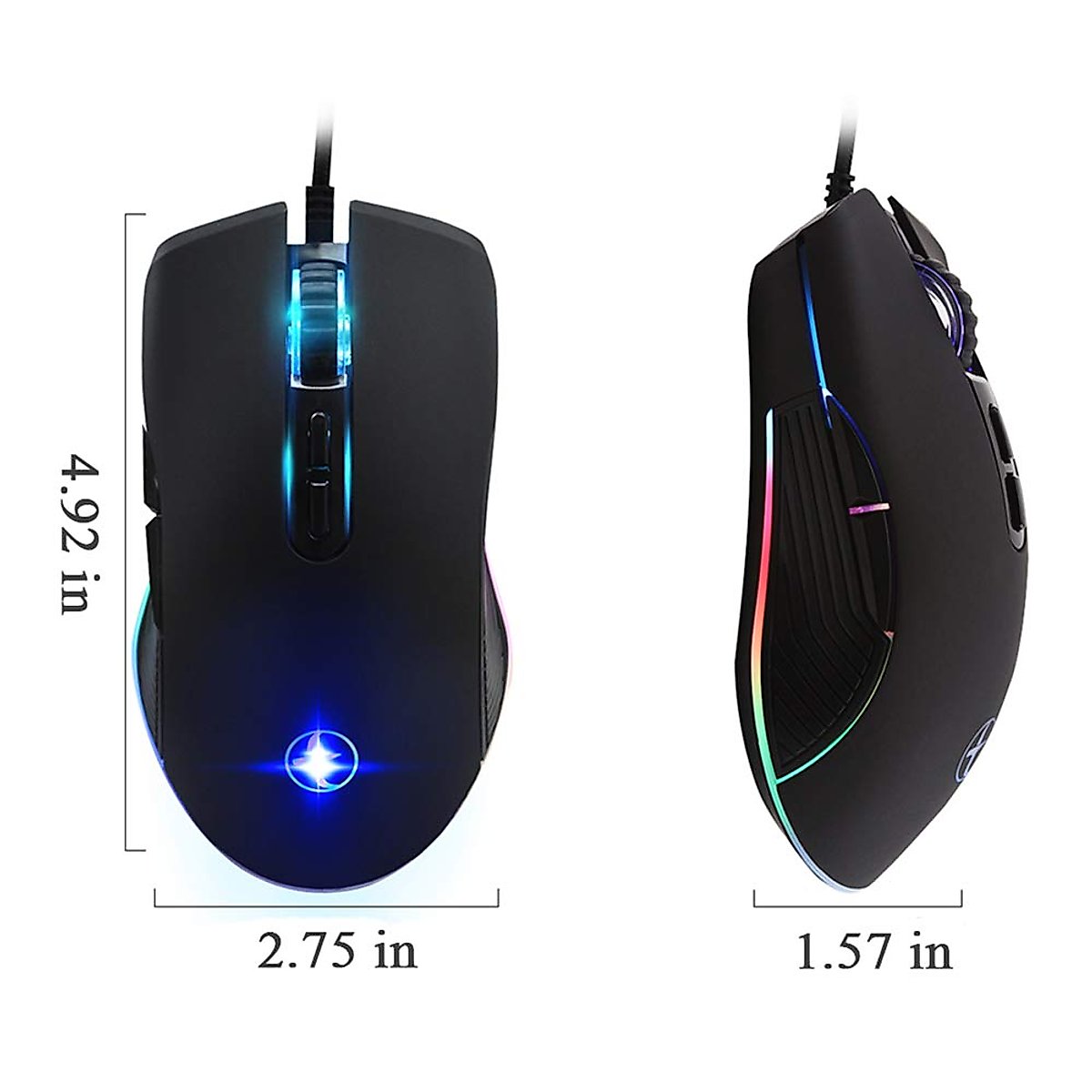 FIRSTMEMORY USB C Mouse Type C Ergonomic Wired Mouse RGB Gaming Mouse Optical Mice with Adjustable DPI 800/1600/2400/3200 Compatible with Notebook, PC, Laptop, MacBook and All Type-C Device (Black)