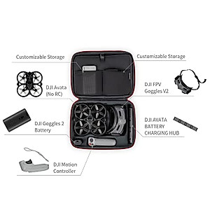 PGYTECH Carrying Case for DJI AVATA Portable Waterproof Travel Bag can accommodate for DJI AVATA, Goggles 2, Motion Controller, 5 Batteries, Battery Charging Hub, Data Cable and more Drone Accessories