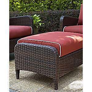 Crosley Furniture KO70067BR-SG Kiawah Outdoor Wicker Ottoman, Sangria