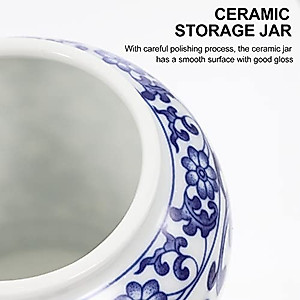 Zerodeko Ceramic Vase 330ML Ceramic Tea Jar, Vintage Chinese Style Storage Can with Airtight Lid Loose Tea Tin Kitchen Food Canister Traditional Tea Tin Coffee Jar Bulk Food