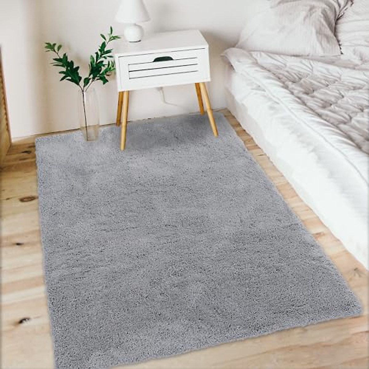 GAOMON Area Rug, Shag Bedroom Rug Fluffy Indoor Washable Rugs Luxury Shag Crawling Carpets for Kids Room Faux Fur Rug for Dorm Living Room Floor Non-Slip Nursery Rugs, Grey, 3' x 5'