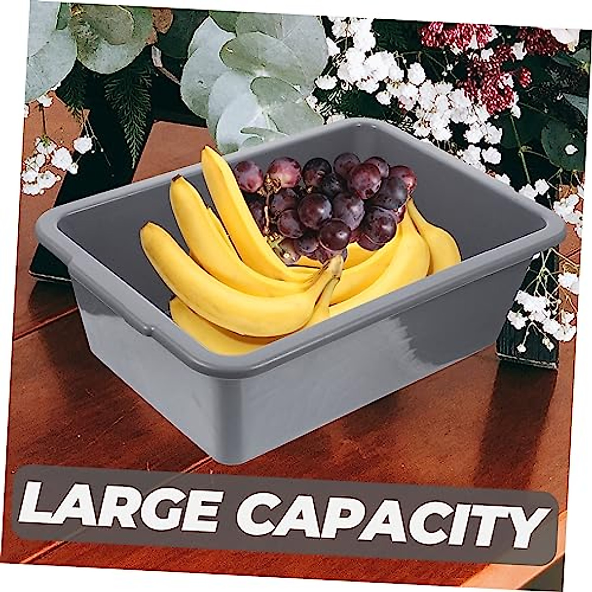 HOOTNEE Plastic Rectangular Tub Storage Bins Bus Basin Collapsable Dish Washing Tub Foot Soak Tub Commercial Tote Tub for Home Utility Tote Plastic Storage Bin Commercial Tote Tubs Grey